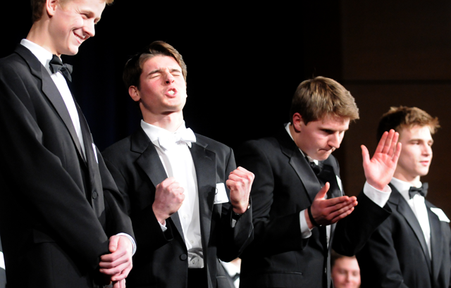 Clint Dunn reacts to being named “Mr. Money-Maker” during the pageant ...