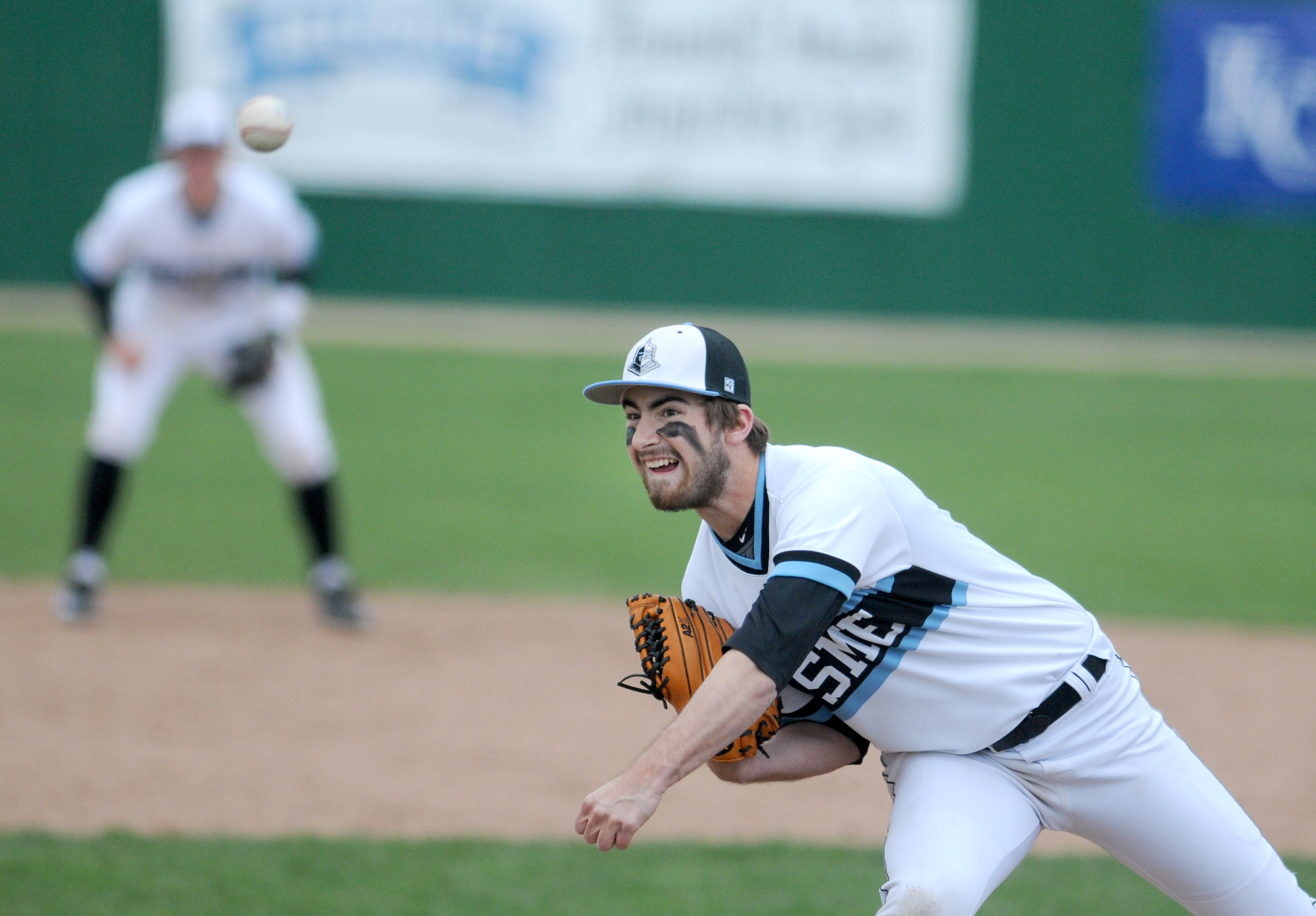 Senior Trey Austin pitches the ball. Austin committed to Iowa Western ...