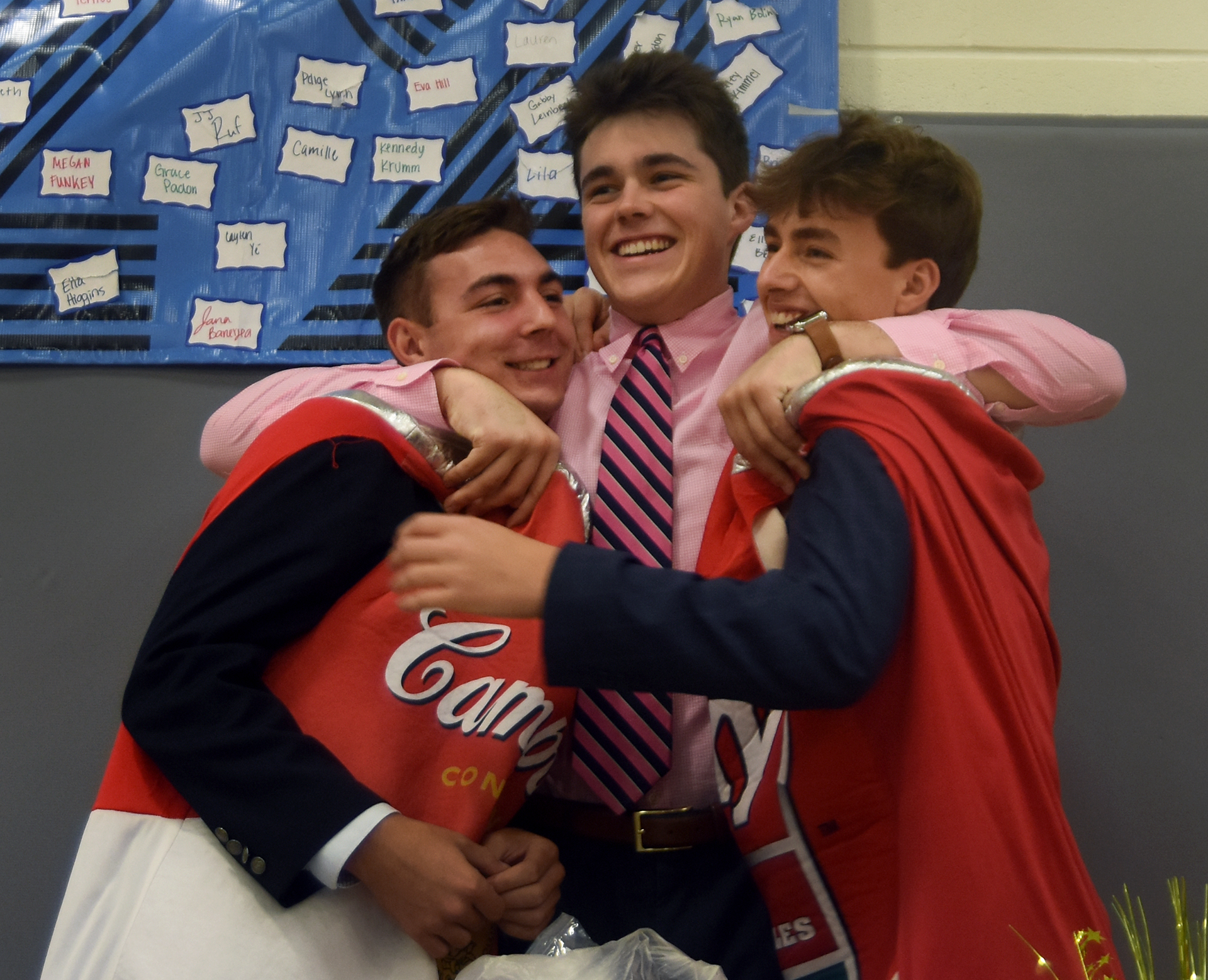 Seniors Carson Jones, Will Thomas, and Jet Semrick promote their booth ...